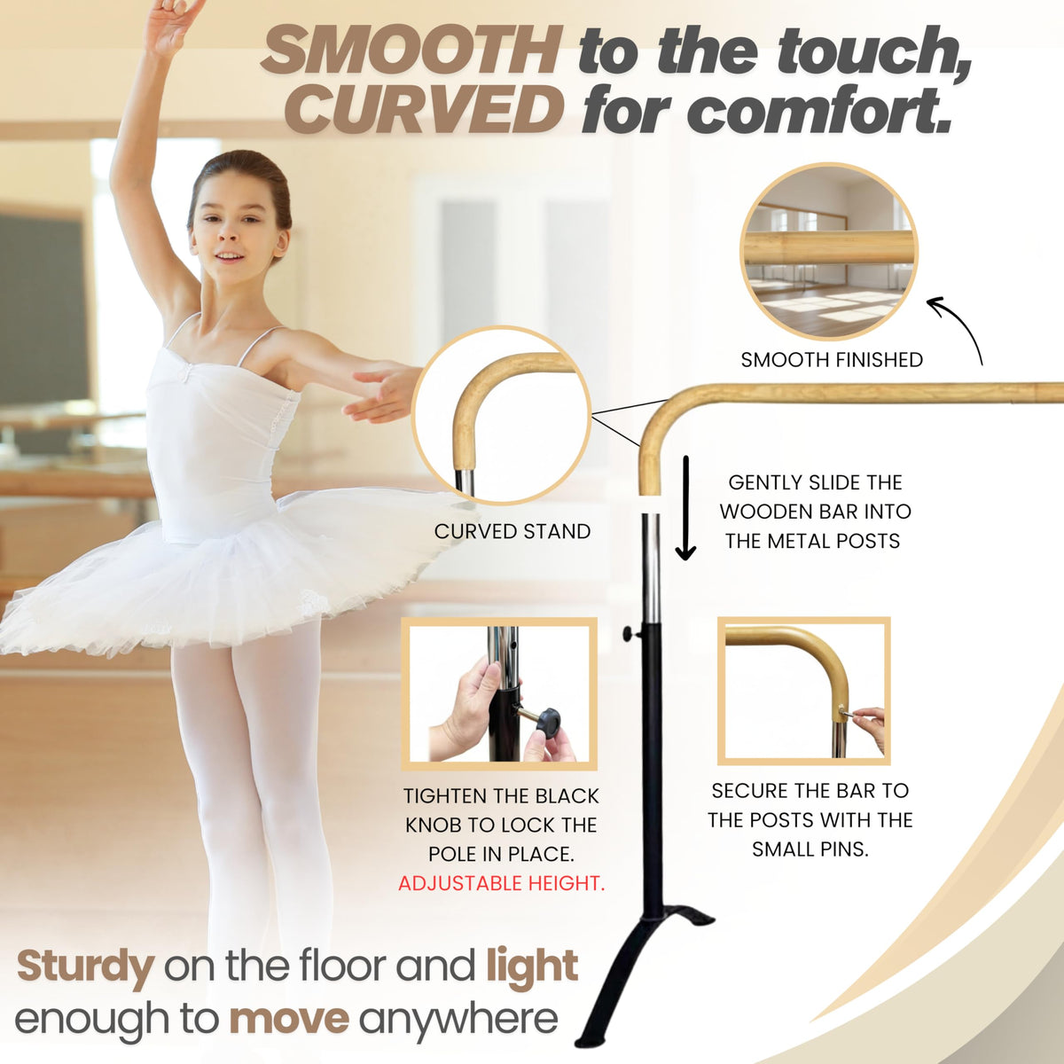 New!!! Curved Ballet Barre SWAN LAKE Series Portable for Home or Studi ...